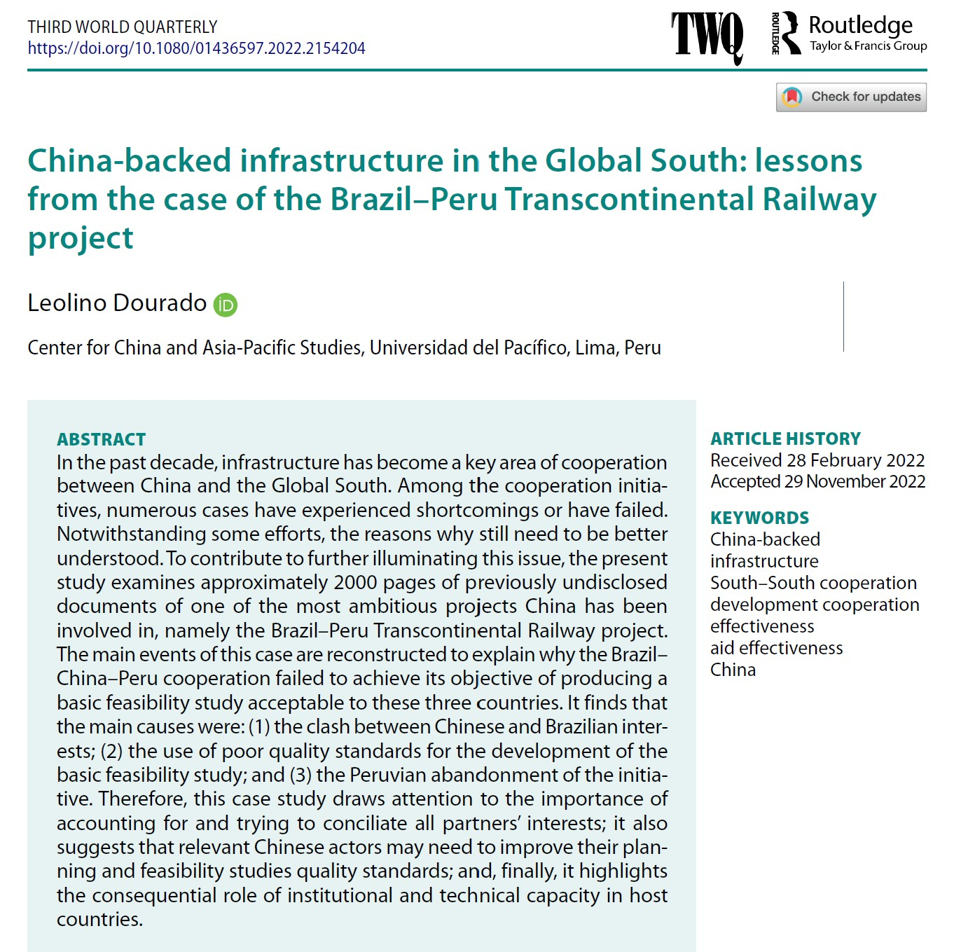 China-backed infrastructure in the Global South: lessons from the case ...